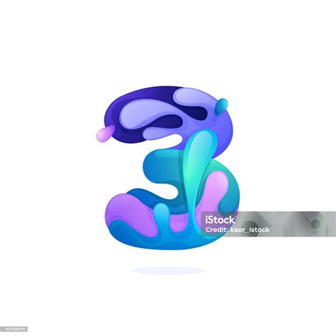 물 파도와 방울이있는 세 번째 로고 순수한 파란색 그라디언트 글꼴 스타일 3에 대한 스톡 벡터 아트 및 기타 이미지 3 강 광고 Istock