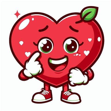 Premium Vector Cartoon Red Heart Character With Funny Face Vector