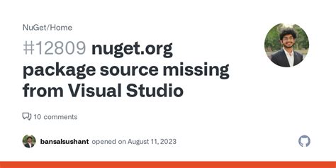 Nuget Org Package Source Missing From Visual Studio Issue 12809