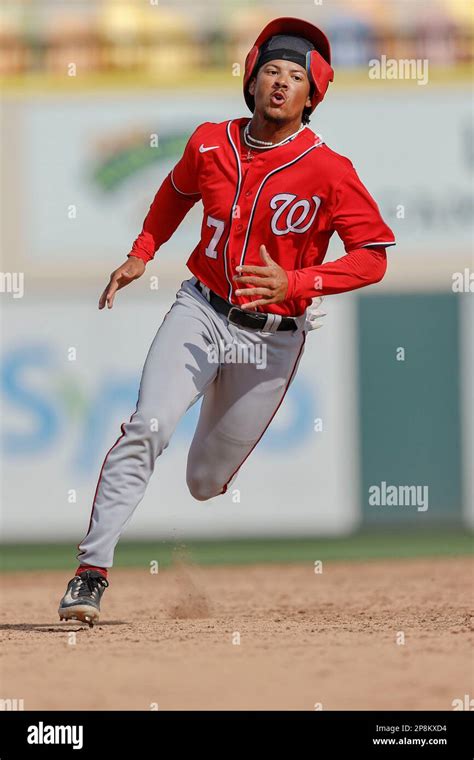Lakeland Fl Usa Washington Nationals Third Baseman Trey Lipscomb Hustles To Third Base On A