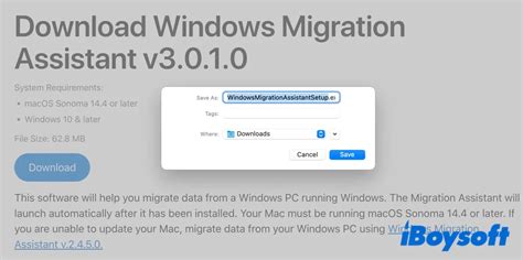 Téléchargement De Lassistant De Migration Windows Macos Sequoia Antérieur