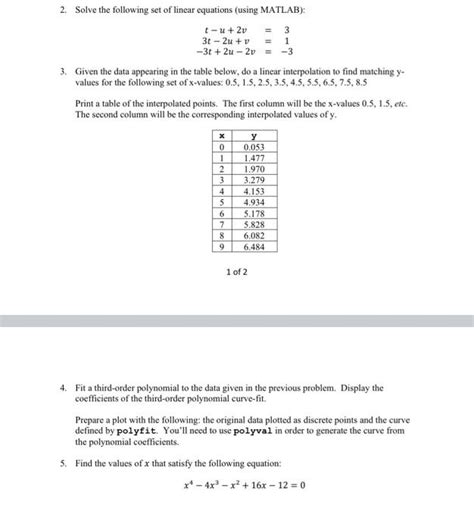 Solved 2 Solve The Following Set Of Linear Equations Using