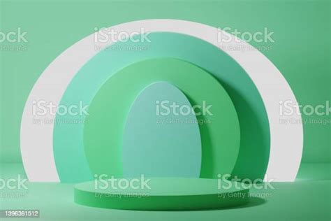 빛나는 원과 미니멀 한 요소가있는 민트 그린 기하학적 연단 배경 3d 일러스트 레이 션 0명에 대한 스톡 사진 및 기타 이미지 0명 3차원 형태 개념 Istock