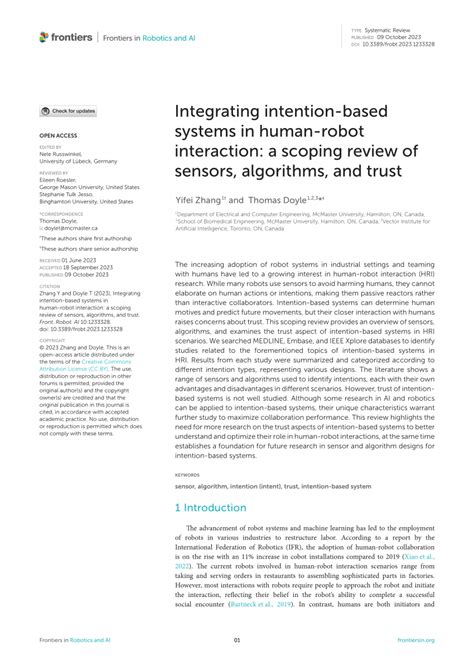 pdf integrating intention based systems in human robot interaction a