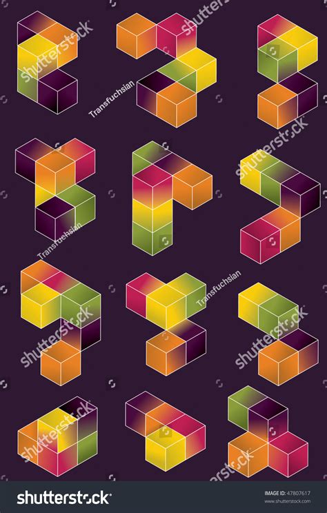 Funky Geometric Cube Collection Stock Vector Royalty Free 47807617 Shutterstock