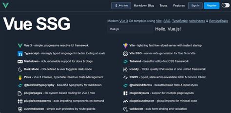 6 0 ssg vue 3 vite tailwindcss template