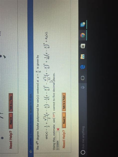 Solved The 4th Degree Taylor Polynomial For Sin X Centered