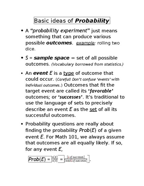 102 Probability Basics And Hw Basic Ideas Of Probability A