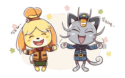 Isabelle And Alolan Meowth Pokemon And More Drawn By Ssalbulre Danbooru
