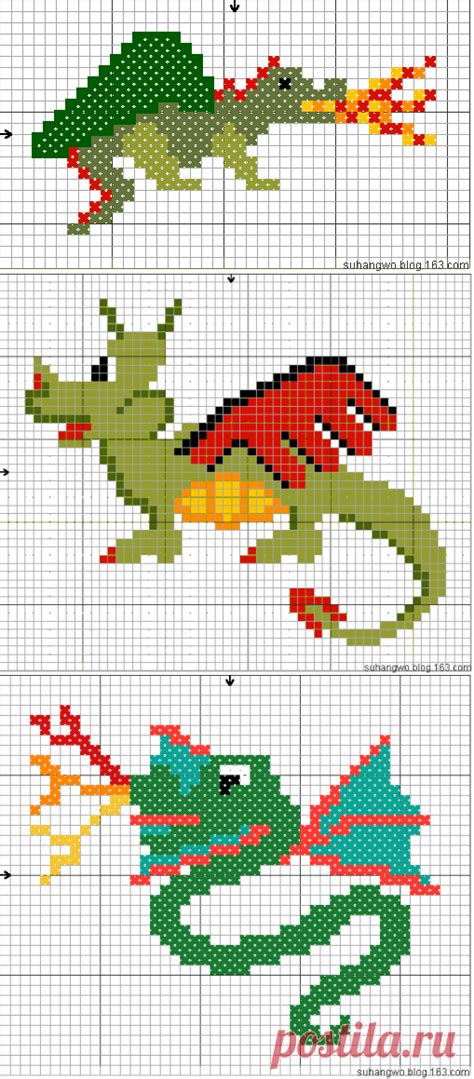 ДРАКОНЧИКИ СХЕМЫ ДЛЯ ВЫШИВКИ КРЕСТОМ ИЛИ ЖАККАРДА Вышиваем 3 Постила