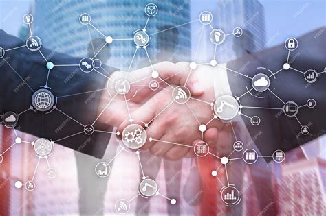 가상 화면 Iot 스마트 산업 개념 혼합 미디어 다이어그램의 기술 산업 비즈니스 프로세스 워크플로 조직 구조 프리미엄 사진