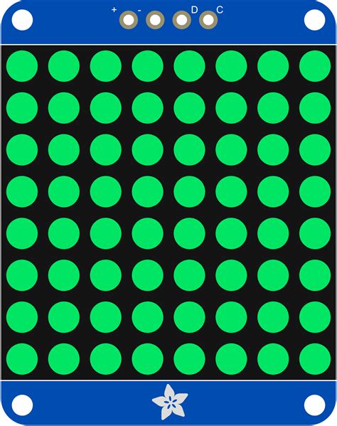 How To Use Adafruit 1 2 Inch 8x8 Led Matrix Backpack Pure Green Pinouts Specs And Examples
