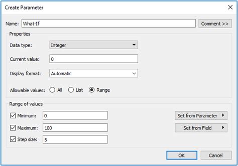how to make a what if analysis in tableau using parameters