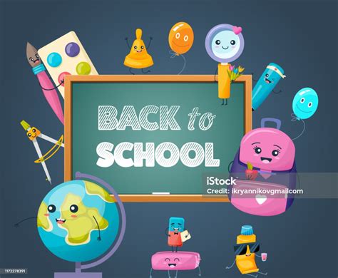 문자 재미있는 미소와 학교 칠판에 다시 오신 것을 환영합니다 1위에 대한 스톡 벡터 아트 및 기타 이미지 1위 9월 개념