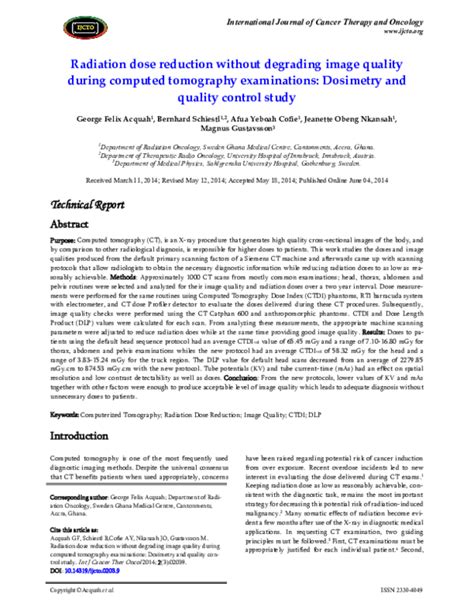 Pdf Radiation Dose Reduction Without Degrading Image Quality During Computed Tomography