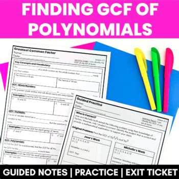 Greatest Common Factor GCF Of Polynomials Guided Notes Practice Exit Ticket Sped