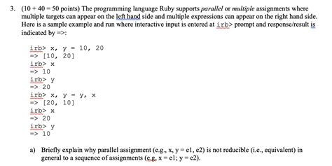 solved 10 40 50 points the programming language ruby