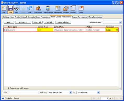 Security Sample 2 Disable Grid Control Type