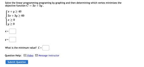 solved solve the linear programming programing by graphing