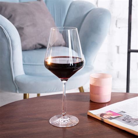 Krosno Red Wine Glasses Set Of 6 490 Ml Crystal Wine Glasses Flat