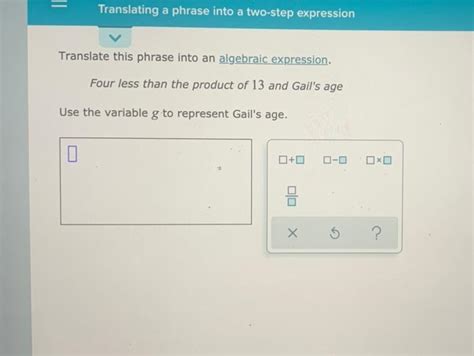 solved translating a phrase into a two step expression