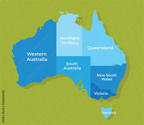 Australia Map With Names Of The Regions Blue Political Map Green