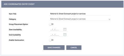 Creating And Editing Coordinated Entry Event Items