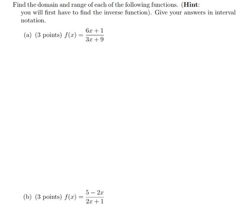 Solved Find The Domain And Range Of Each Of The Following