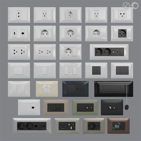 Vimar Neve Up Sockets And Switches 138642 3d Model Download 3d