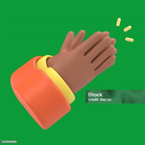 그린 스크린 Mockupcartoon 캐릭터 손이 큰 소리로 박수 치거나 박수를 보냅니다 푸티지 및 클리핑 경로에 대한 그린