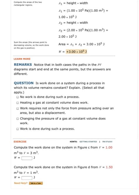 Solved EXAMPLE Work And PV Diagrams GOAL Calculate Work Chegg