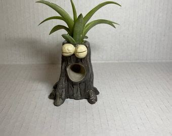 Clay Art Tree Stump Air Plant Holder Surprised Etsy