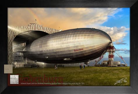 Airship Hindenburg Lz 129 Doped Linen Skin Relic Display By Ron Cole