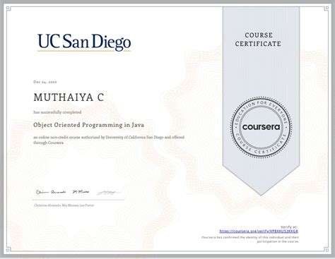 Muthaiya Sanjay On Linkedin I Have Completed A Coursera Java Object Oriented Programming Oop