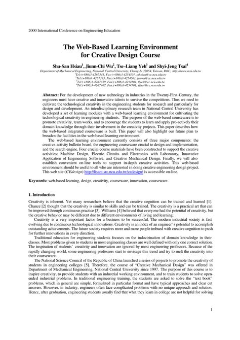 Pdf The Web Based Learning Environment For Creative Design Course