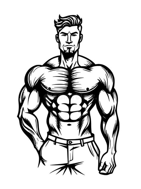 Cartoon Shirtless Muscular Man Stock Illustration Illustration Of Healthy Bodybuilder 335673866