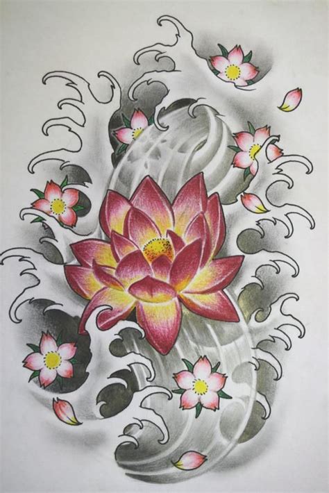 Japanese Lotus Flower Tattoo Design