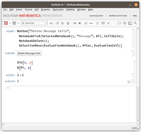 how to make a button to delete a message output cell mathematica
