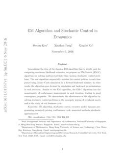 EM Algorithm And Stochastic Control In Economics DeepAI
