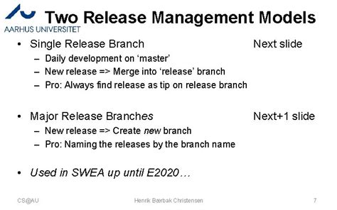 Software Engineering And Architecture Release Management Branching Models