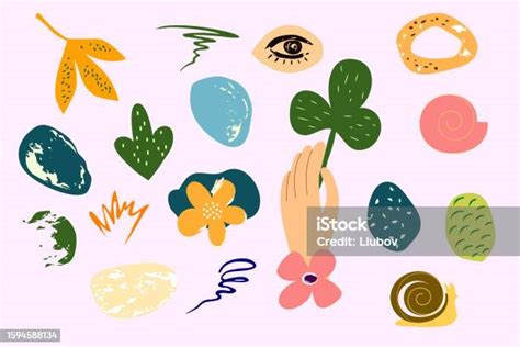 낙서 개체 다양한 모양을 그린 손의 집합입니다 추상 미술 현대 현대 트렌디한 벡터 일러스트레이션 모든 요소가 격리되어 있습니다