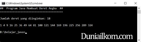 Latihan Kode Program Java Membuat Deret Angka