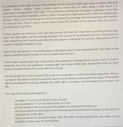 Solved An Automated Traffic Light System Which Follows The