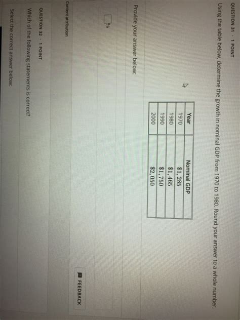 solved question 31 1 point using the table below determine