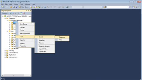 how to reduce the size of sql server database bodhost