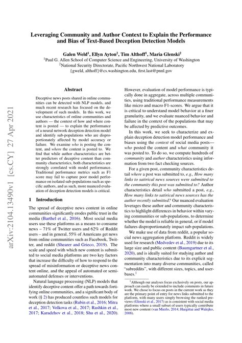 Pdf Leveraging Community And Author Context To Explain The Performance And Bias Of Text Based