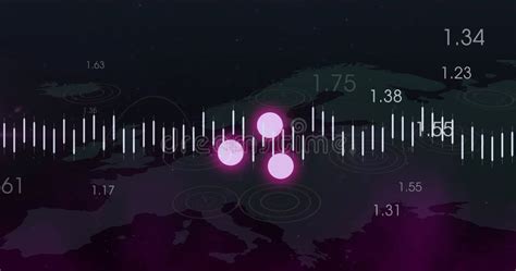 Data Points And Numerical Values Image Over Map Of Europe Stock