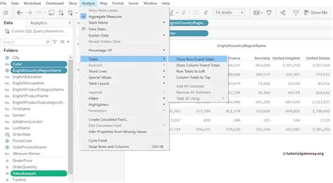 How To Add Row And Column Totals In Tableau