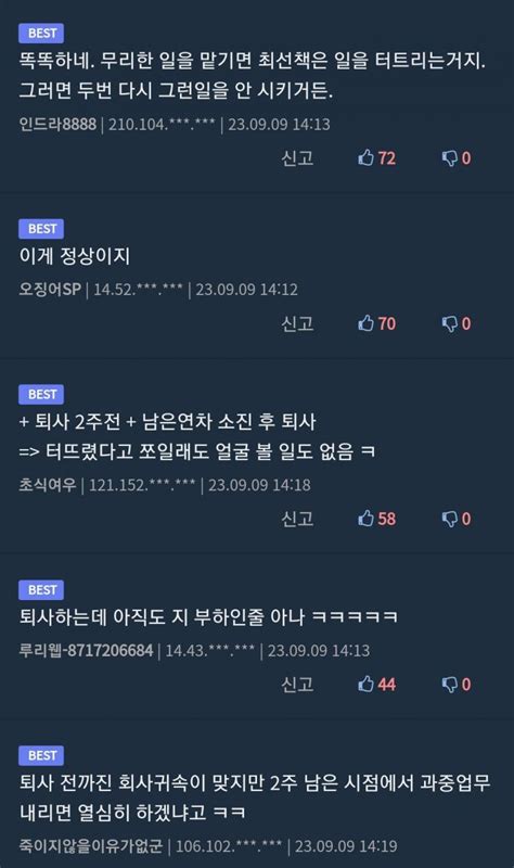 퇴직일 주 남기고 휴일에 출근까지 한 직장 후배 유머 움짤 이슈 에펨코리아