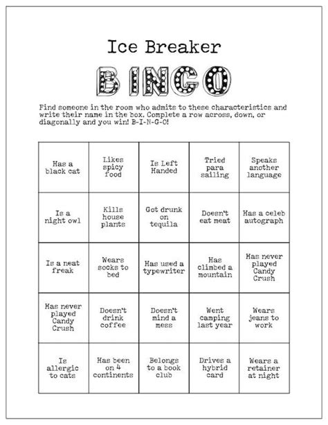 Ice Breaker Bingo Cards Free At Angel Singleton Blog